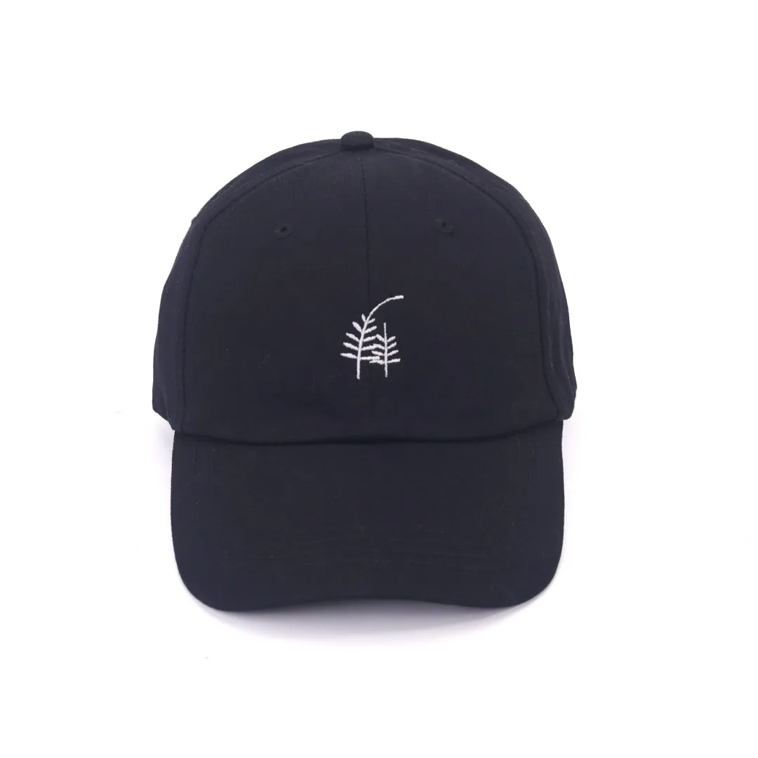 The Midnight Leaf – Unisex Black Cap with Leaf Embroidery | Mossarium