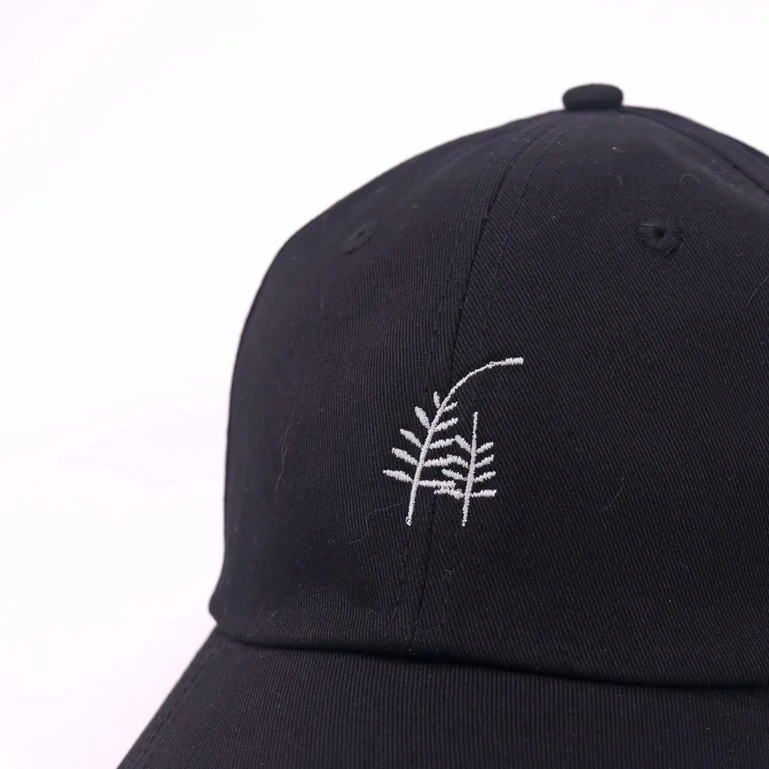 The Midnight Leaf – Unisex Black Cap with Leaf Embroidery | Mossarium